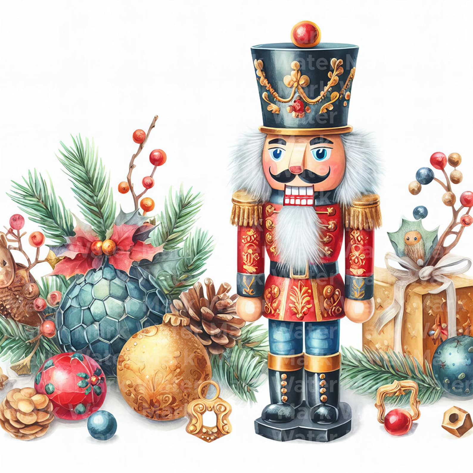 Christmas Nutcracker Clipart, 12 JPG, Digital Download, Watercolor ...