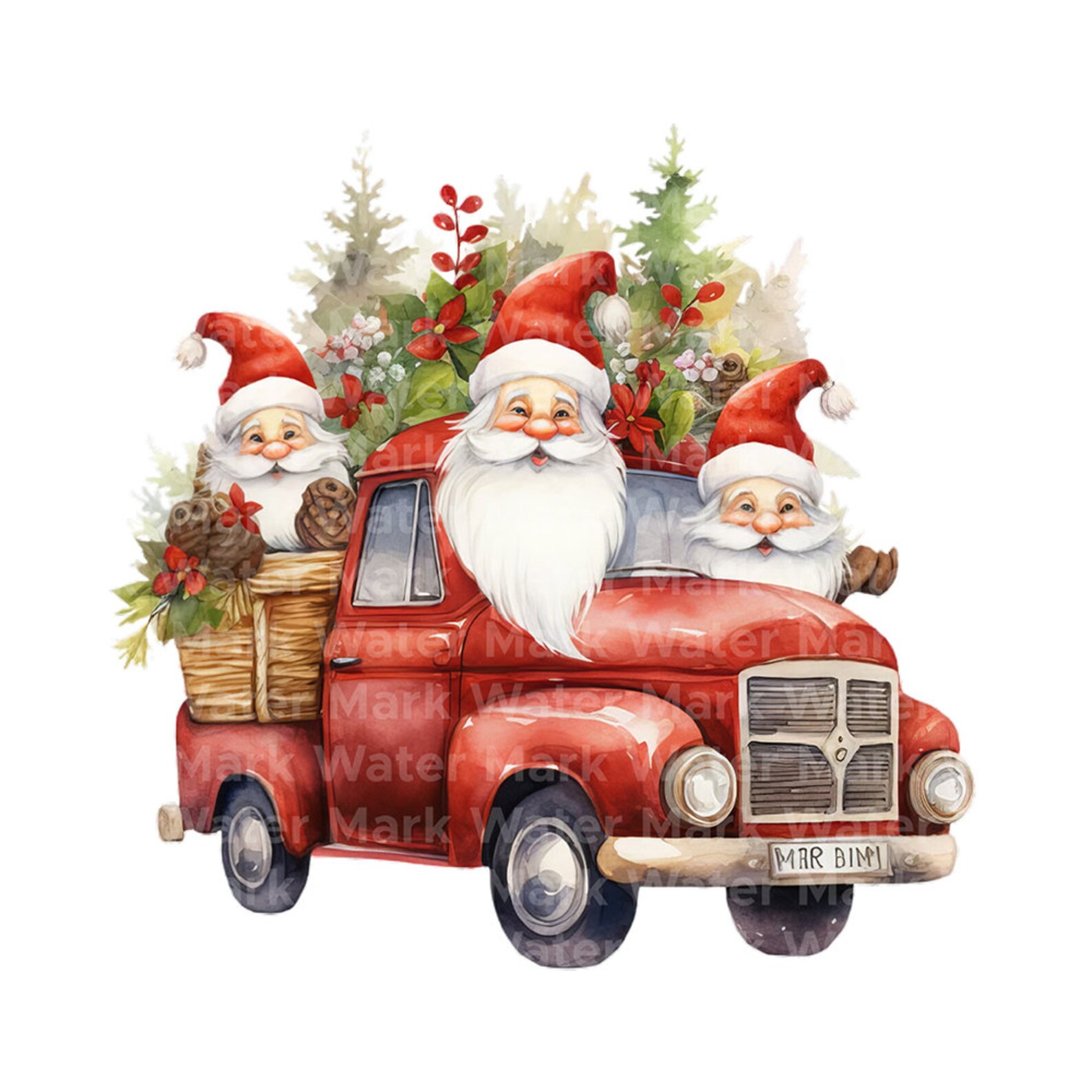 Christmas Gnomes Clipart, 10 JPG, Watercolor Clipart, Card Making ...