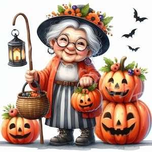 Halloween Old Lady Clipart 12 Jpg People Clipart Pumpkin Grandma ...