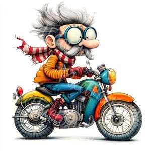Funny Old Biker Clipart Bundle Retro Bikers JPG Digital Download ...