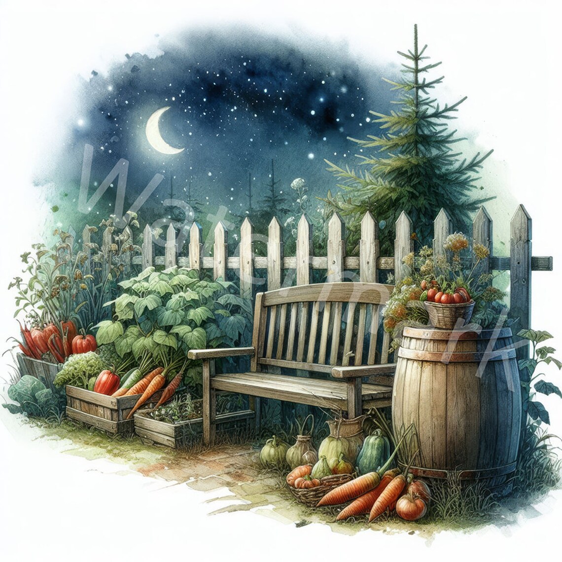 Watercolor Summer Garden Clipart: Floral Card Design (digital Download ...