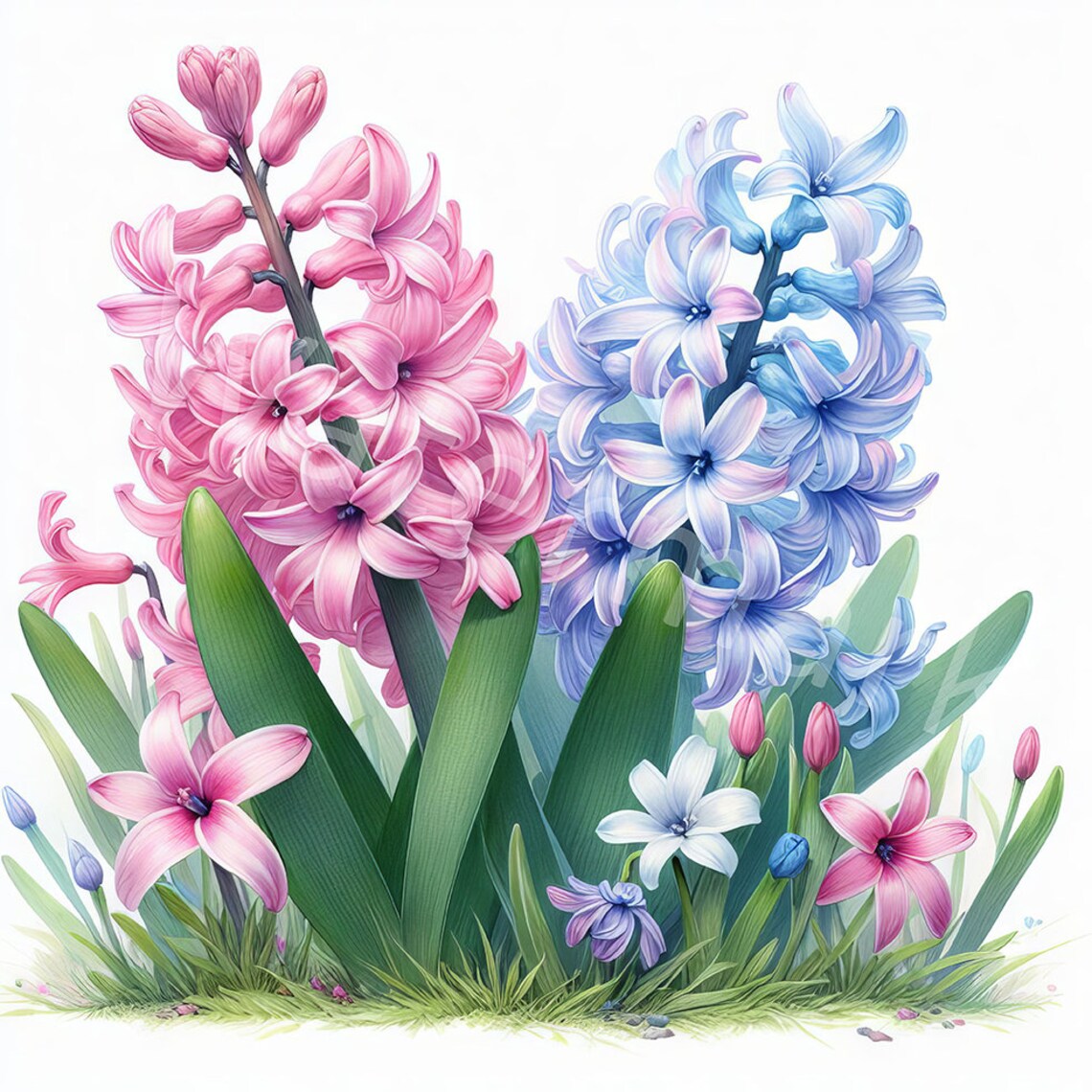 Watercolor Hyacinth Flowers Clipart: Digital Paper Craft (digital ...