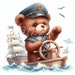 Sailor Teddy Bear Clipart: Marine Watercolor Illustrations (digital ...
