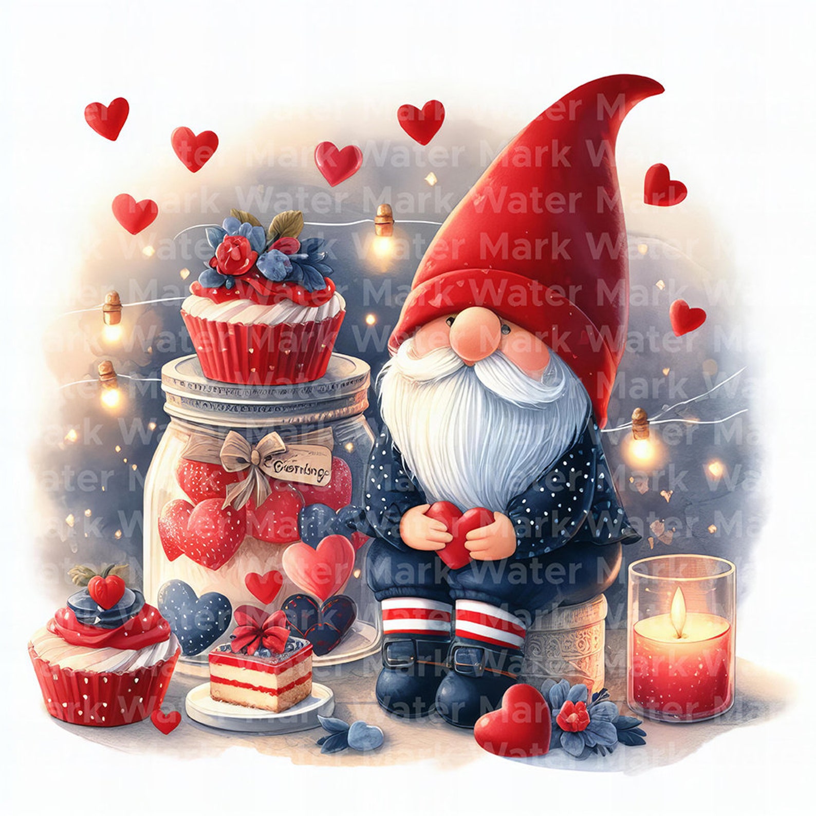 Valentine's Day Gnome Clipart, 13 JPG, Digital Download, Gnome With ...