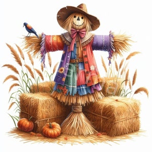 Watercolor Scarecrow Clipart: Autumn Fall Graphics (digital Download ...