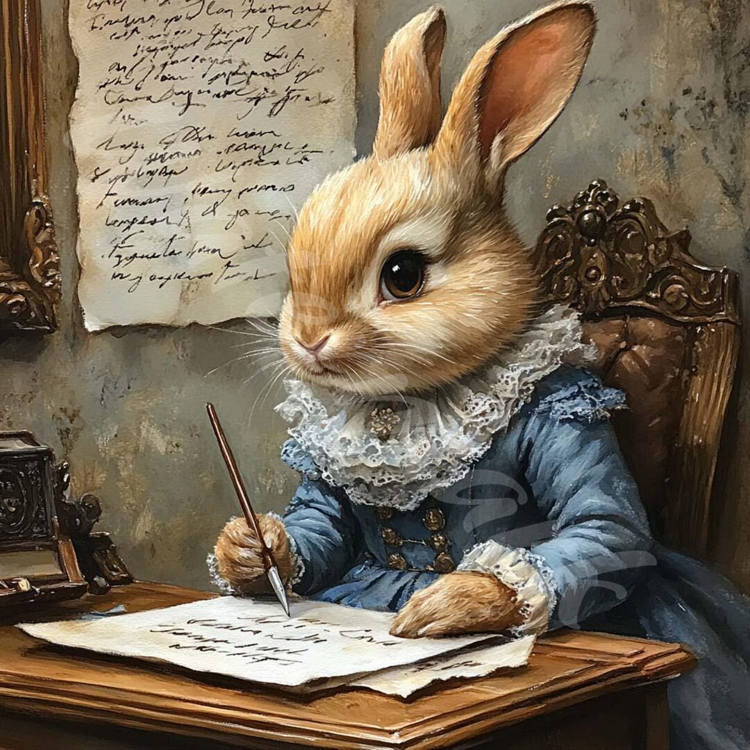 Vintage Bunny Clipart Retro Bunny Illustrations Victorian Graphics ...