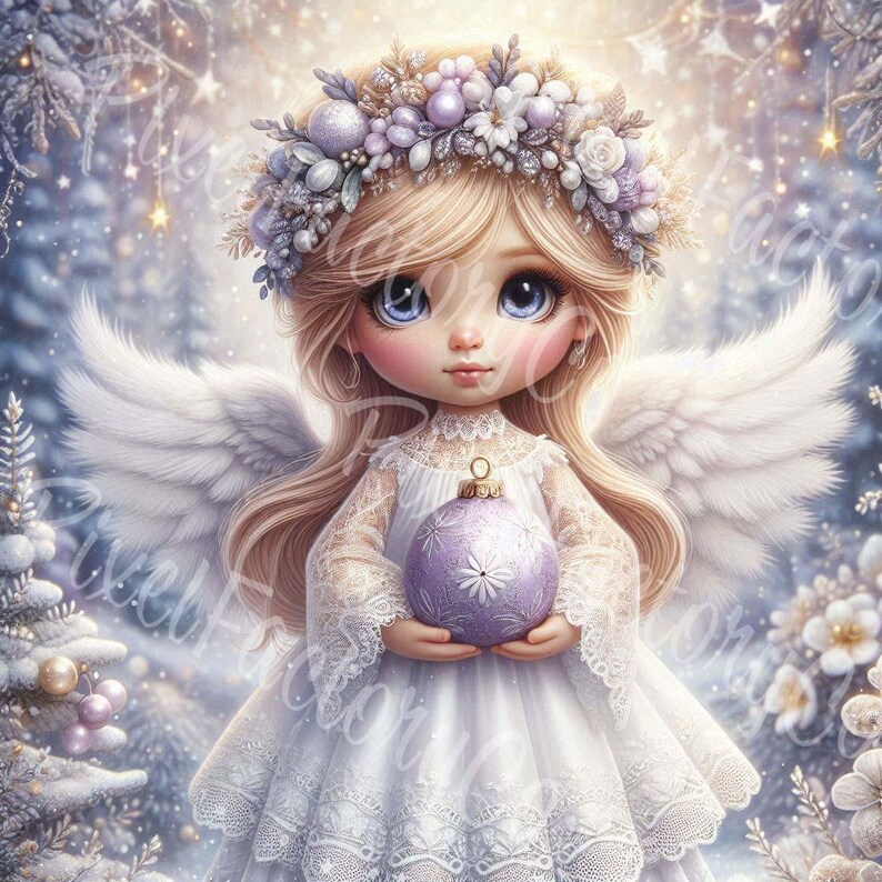 Christmas Angel Clipart Set: Winter Flowers, Candle Art (digital ...