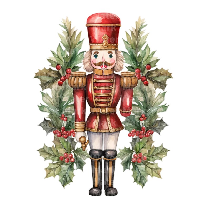 Watercolor Christmas Nutcracker Clipart: Holiday Card Making (digital ...