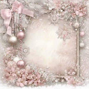 Pink Christmas Scrapbook Paper: Vintage Floral Backgrounds (digital ...