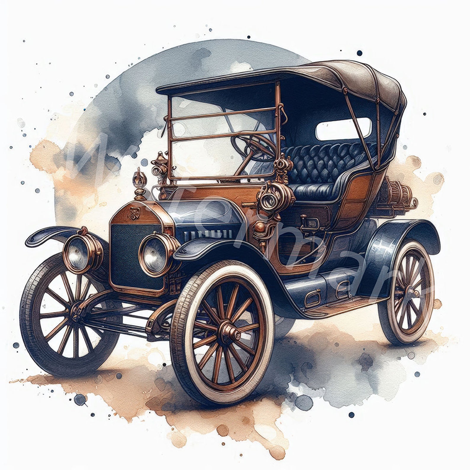Watercolor Cars Clipart, 12 JPG, Digital Download, Vintage Car,wall Art ...