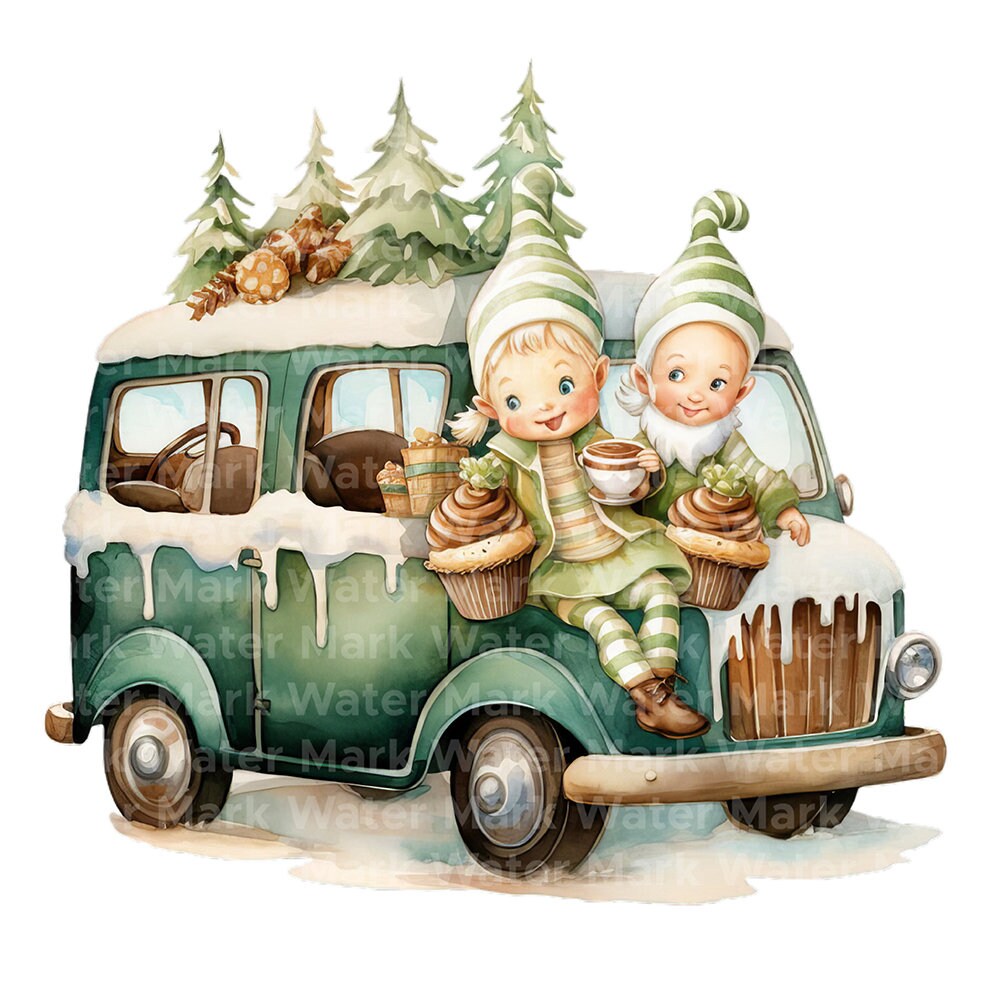 Christmas Gnomes Clipart, 10 JPG, Watercolor Clipart, Card Making ...