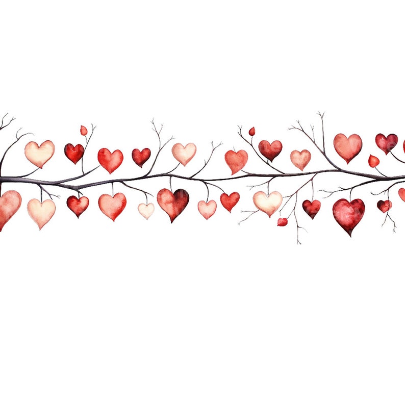 Valentines Day Borders Watercolor Clipart, 11 JPG, Digital Download ...