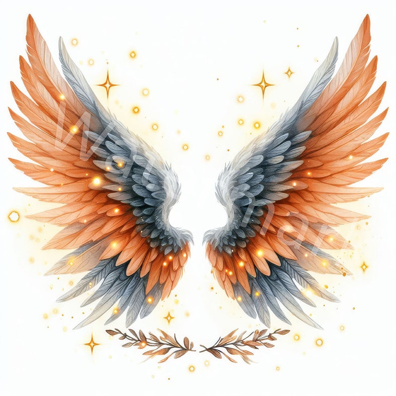 Watercolor Angel Wings Clipart: Digital Scrapbooking Art (digital ...