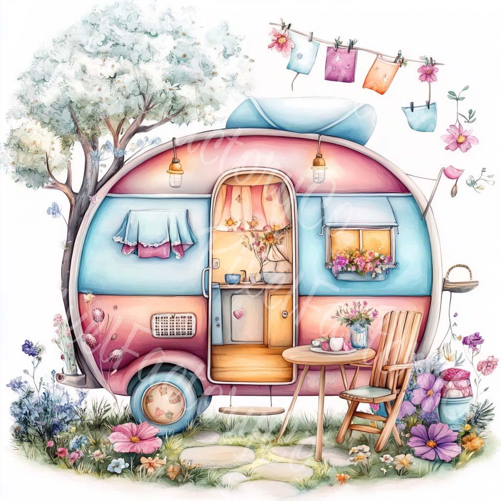 Vintage Camper Clipart: Retro Summer Trailer Art (digital Download) - Etsy