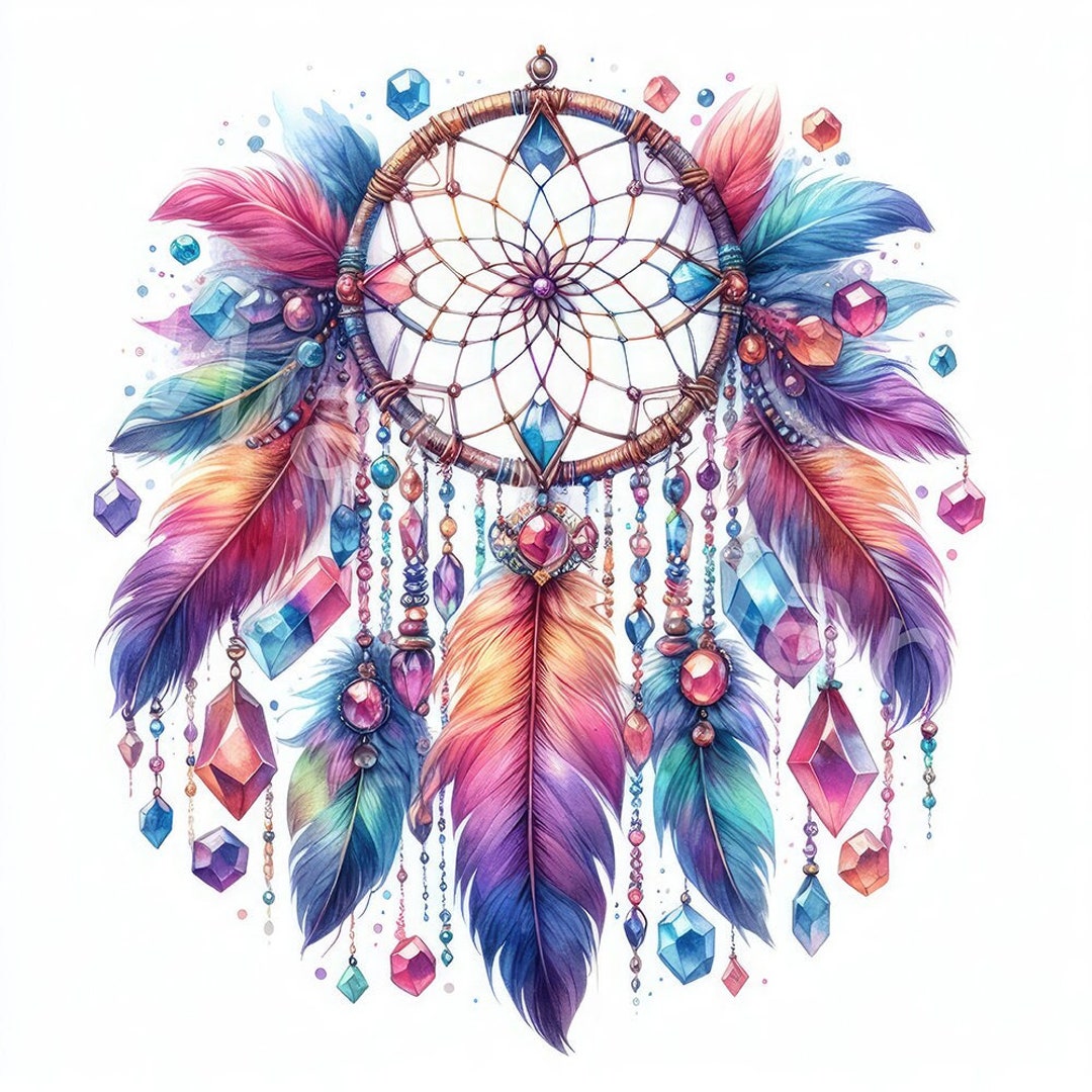 Watercolor Dream Catcher Clipart: 12 Jpgs for Scrapbooking (digital ...