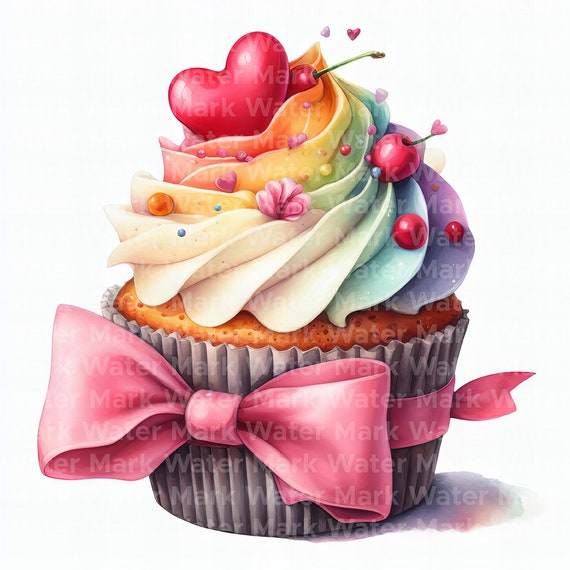 Dibujo De Cupcake Rosa De San Valentín Imágenes Prediseñadas De