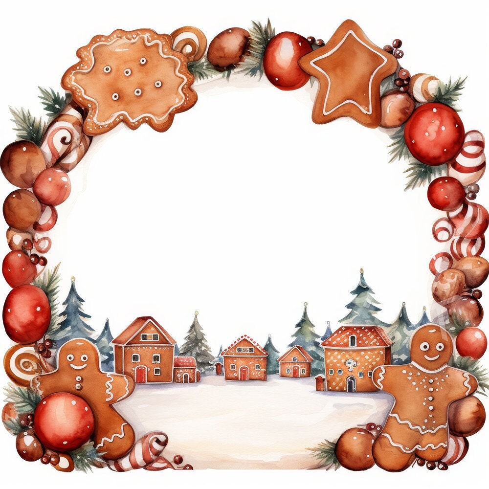 Gingerbread Border Clipart, 11 JPG, Digital Download, Digital Paper ...