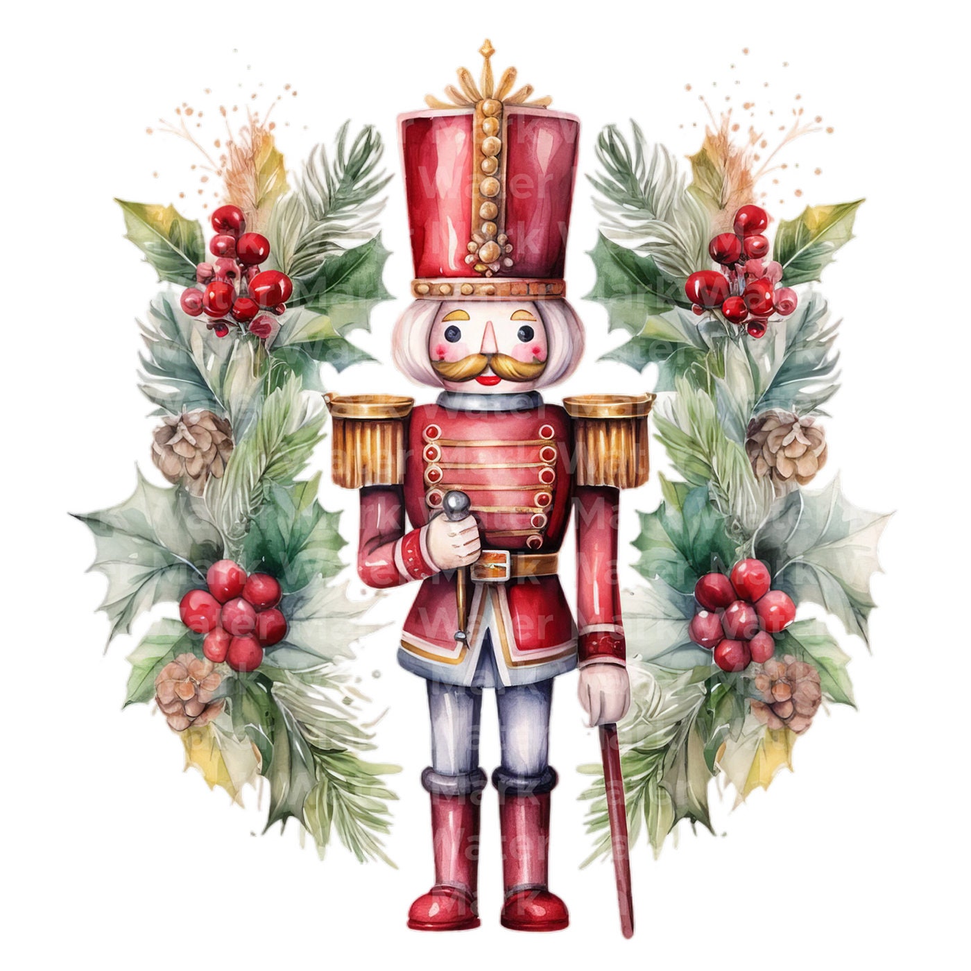 Watercolor Christmas Nutcracker Clipart: Holiday Card Making (digital ...