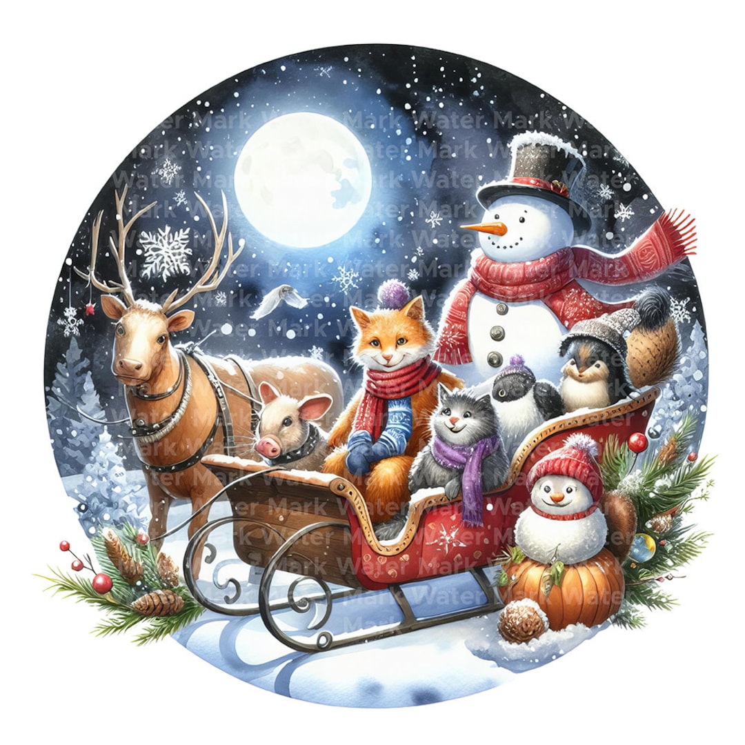 Christmas Snowman Clipart, 11 Pngs , Digital Download, Watercolor ...