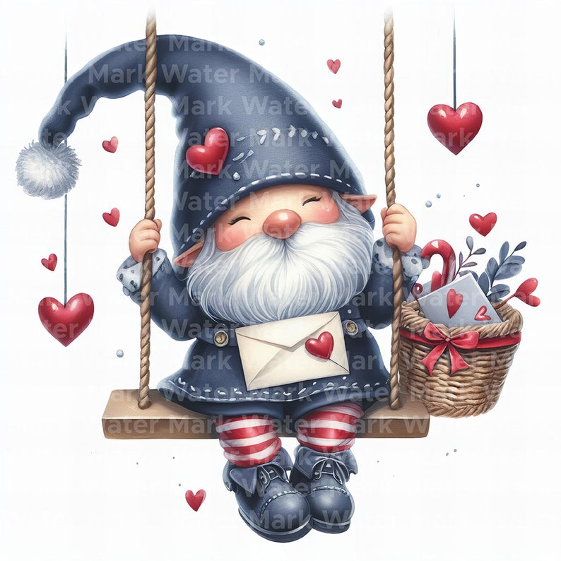 Valentine's Day Gnome Clipart, 13 JPG, Digital Download, Gnome With ...