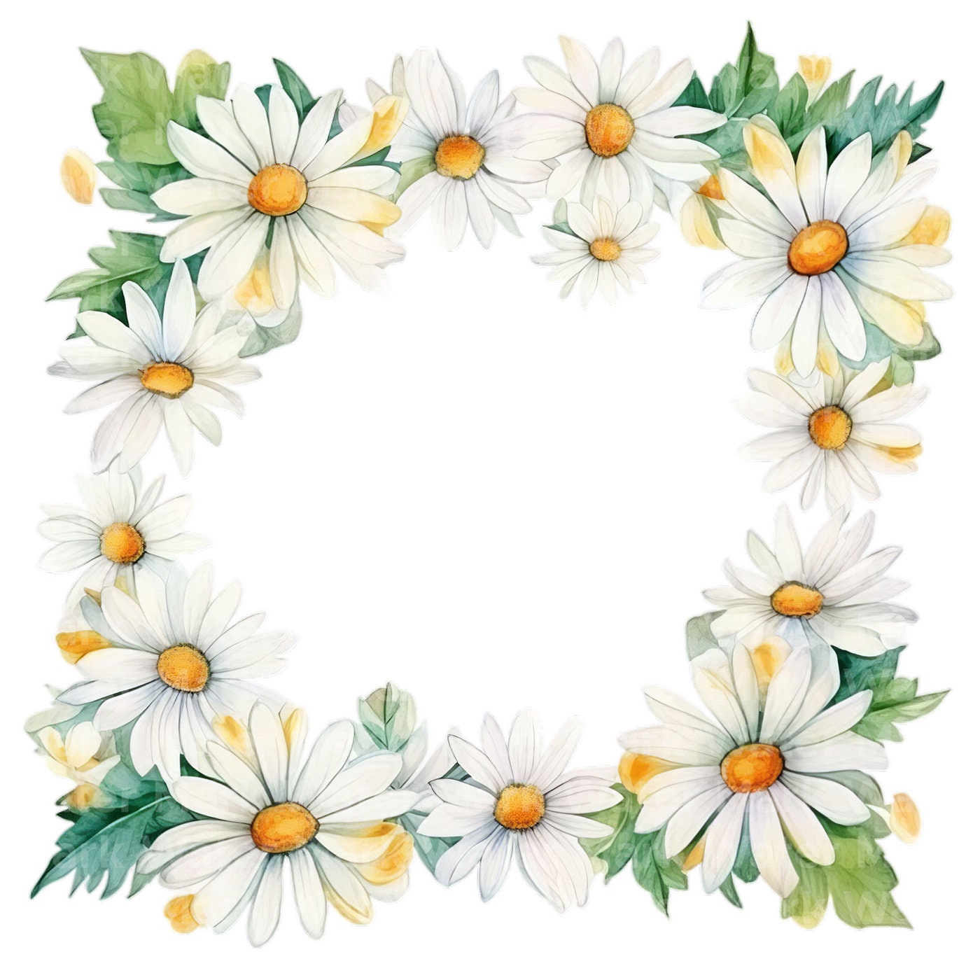 Watercolor Daisies Frame Clipart, 14 JPG, Digital Paper Crafts, Frame ...
