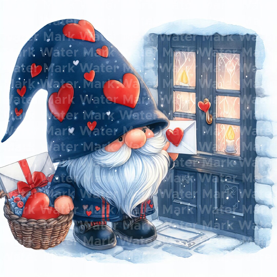 Valentine's Day Gnome Clipart, 13 JPG, Digital Download, Gnome With ...