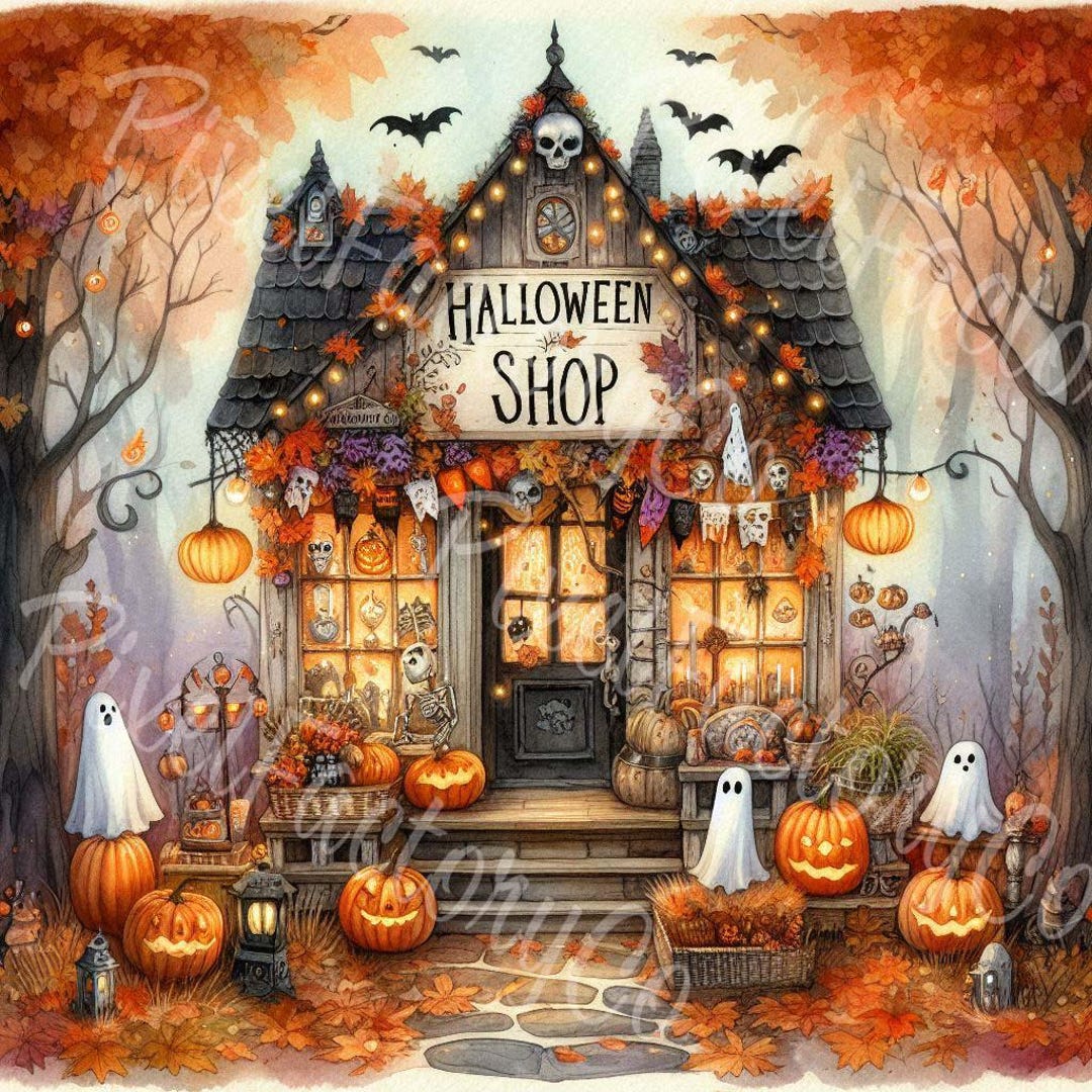 Haunted House Clipart: Spooky Halloween Ghosts & Pumpkins (digital ...