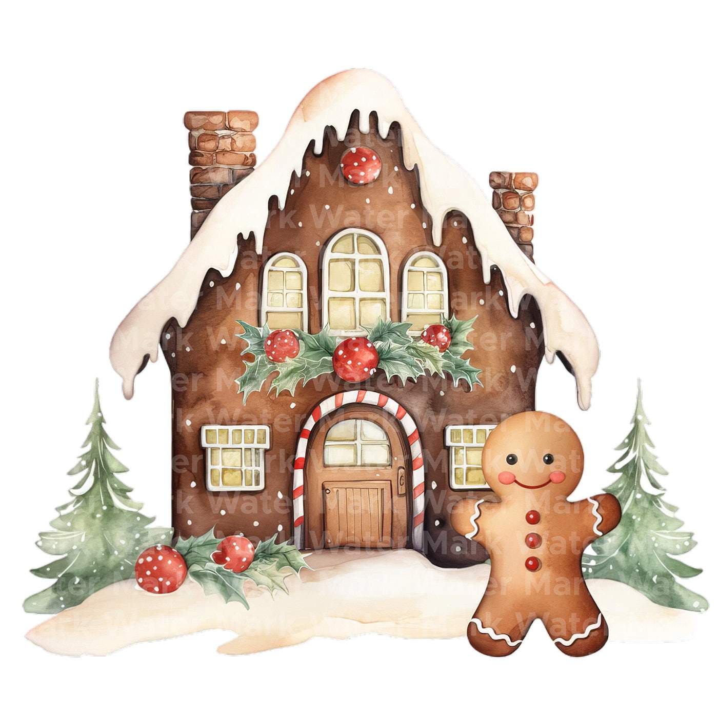 Watercolor Christmas Gingerbread House Clipart (digital Download) - Etsy