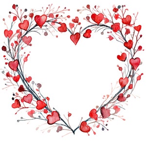 Valentines Day Frames Watercolor Clipart, 12 JPG, Digital Download ...