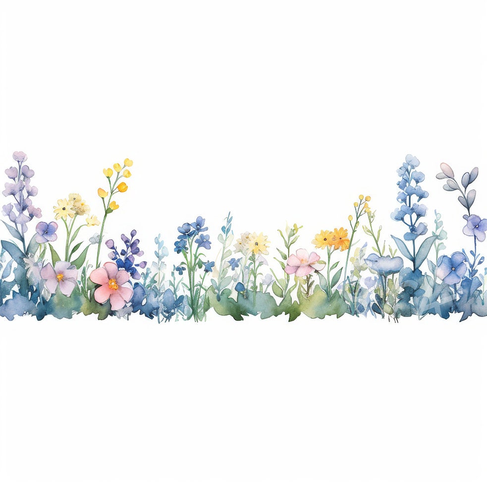 Border Spring Flowers Clipart, 12 JPG, Digital Download, Digital Paper ...