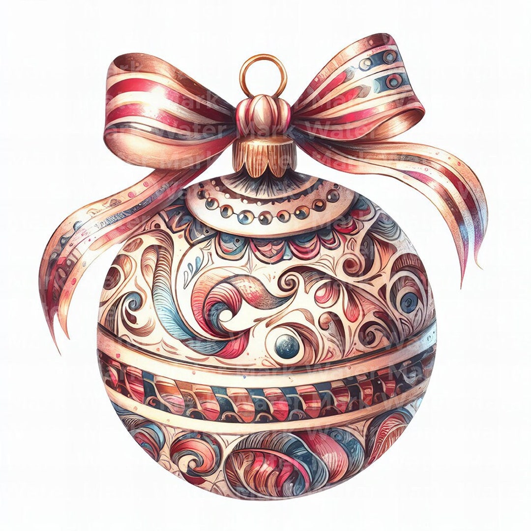 Christmas Tree Baubles Clipart, 11 JPG, Watercolor Clipart, Card Making ...