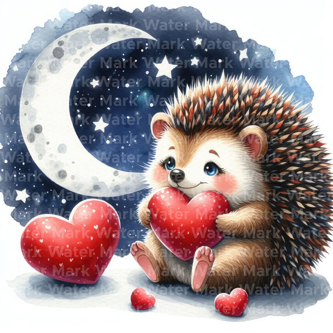 Valentine's Day Hedgehog Clipart: Watercolor Couple (digital Download ...