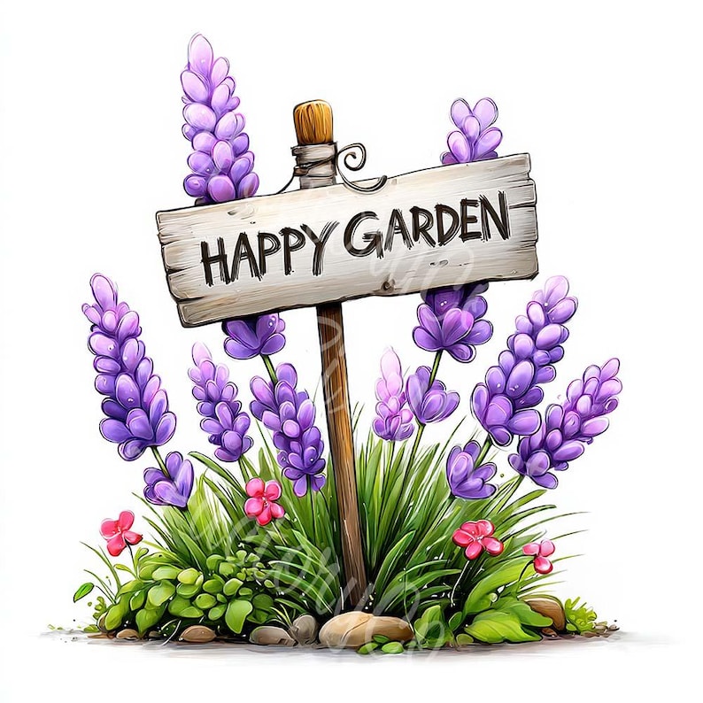 Happy Garden Clipart Set: Watercolor Birds, Flowers (digital Download ...