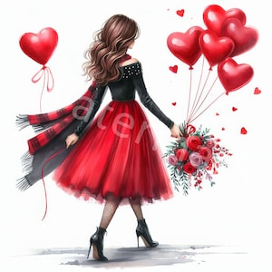 Valentine's Day Girl Clipart, 12 JPG, Digital Download, Girl With Heart ...