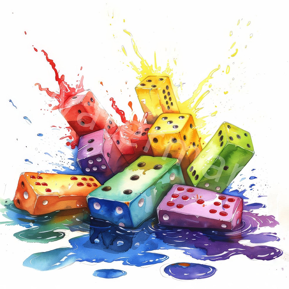 Watercolor Dominoes Clipart: Colorful Game Graphics (digital Download ...