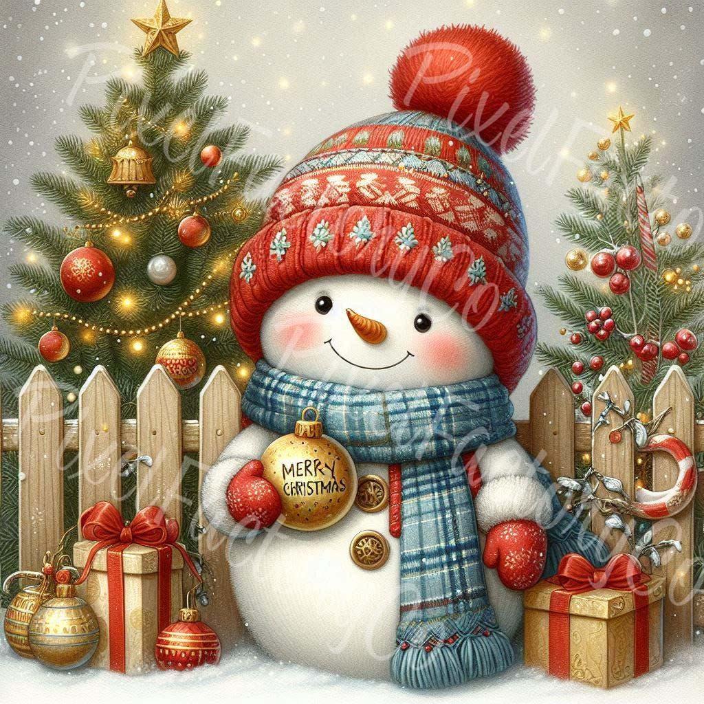 Christmas Snowman Clipart for Card Making, Cute Winter Holiday Digital ...