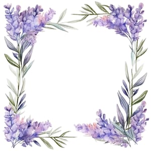Watercolor Lavender Frame Clipart: Floral Border (digital Download) - Etsy