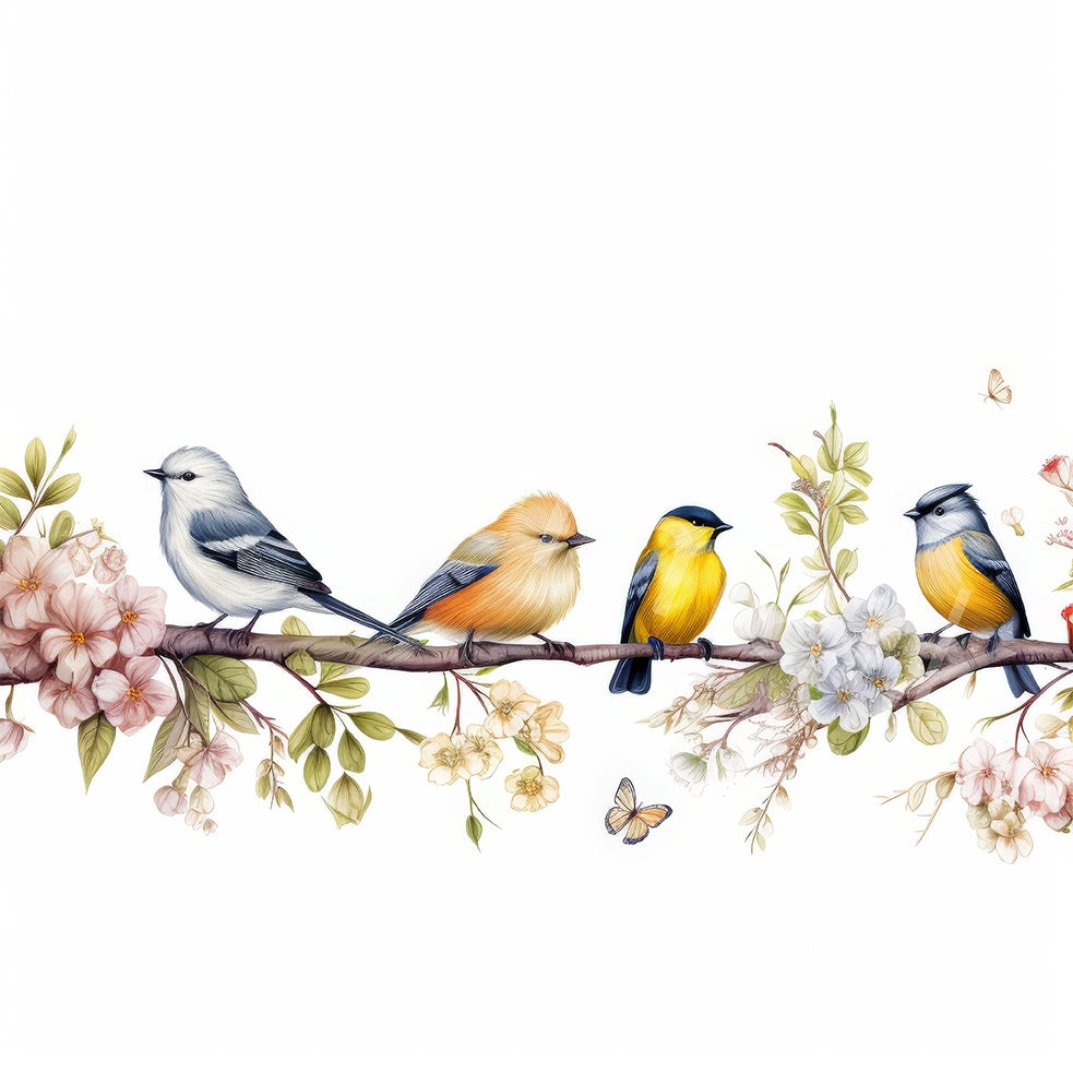 Watercolor Birds Border Clipart: Floral Frame (digital Download) - Etsy