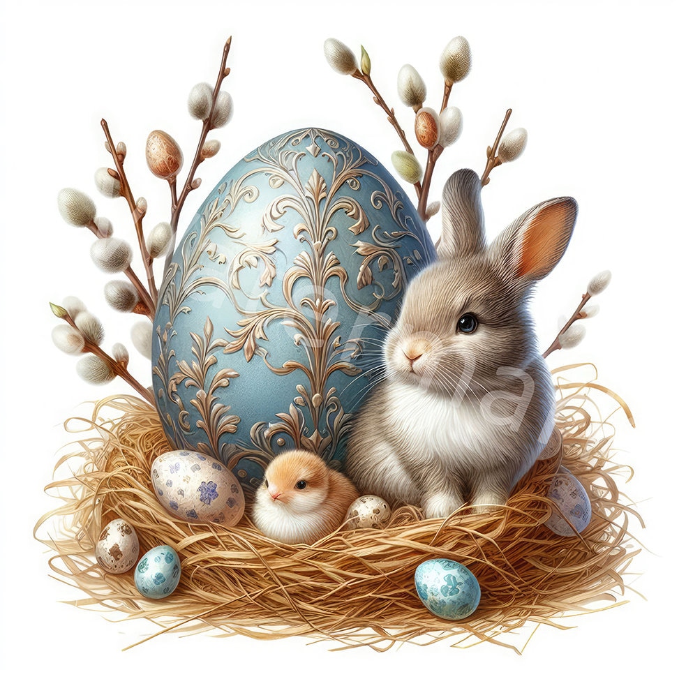 Easter Bunny Chick Clipart, 12 JPG, Digital Download, Scrapbooks, Junk ...