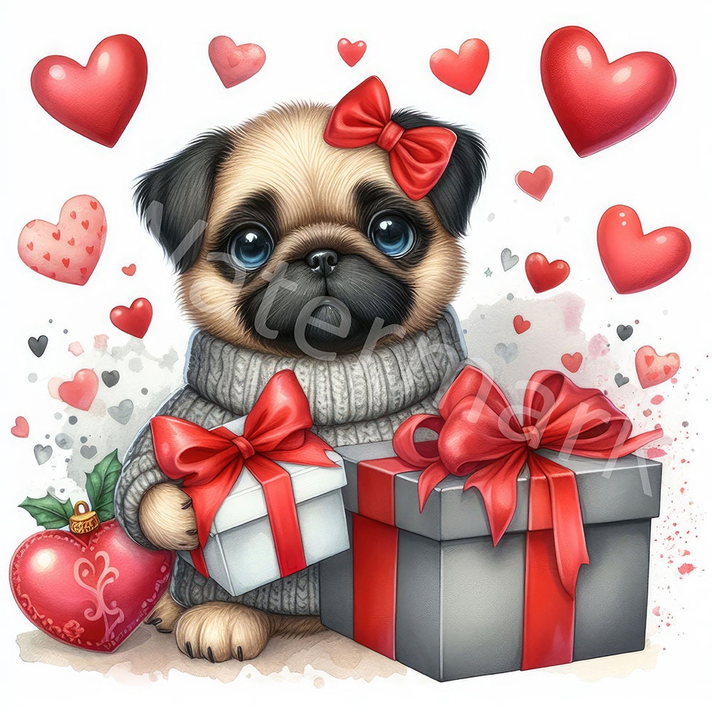 Valentine's Day Animals Clipart, 11 Jpg, Digital Download, Mause With ...