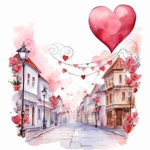 Valentine's Day Street Clipart, 12 JPG, Digital Download, Valentine's ...