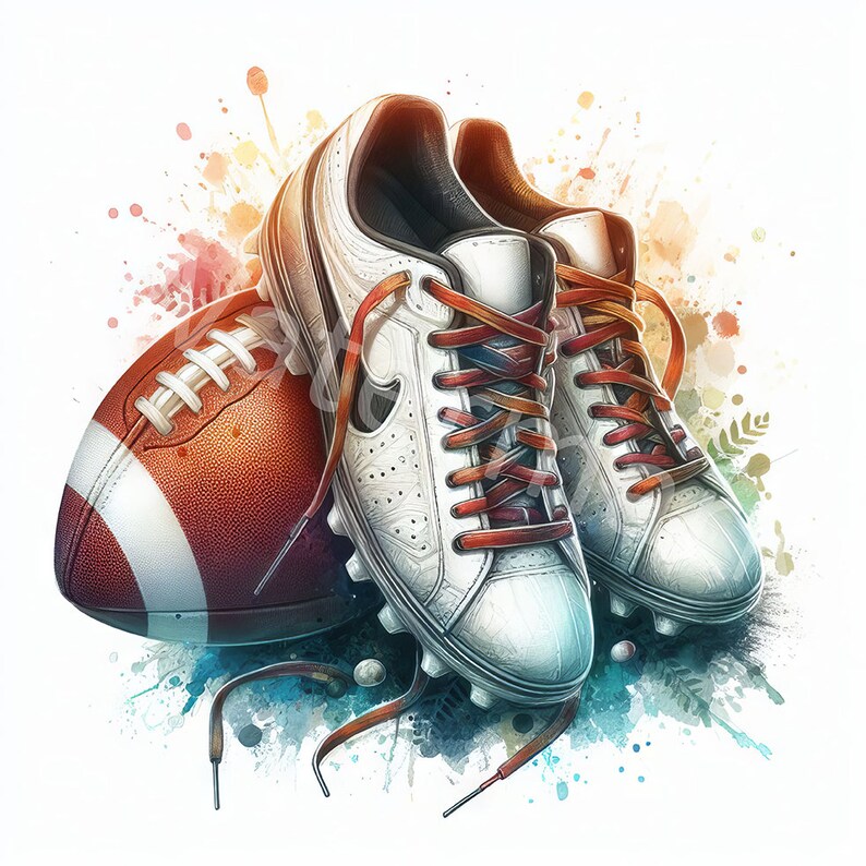 Watercolor American Football Clipart: Sports Illustrations (digital ...