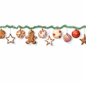 Christmas Borders Clipart: Gingerbread & Baubles Garlands (digital ...