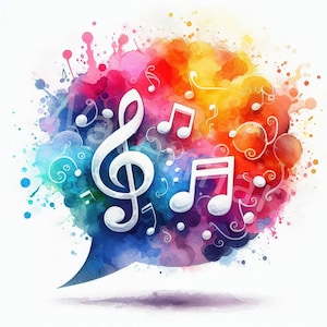 Watercolor Music Notes Clipart Treble Clef Clipart 12JPG Digital ...