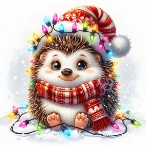 Christmas Hedgehog Clipart: Watercolor Animals (digital Download) - Etsy