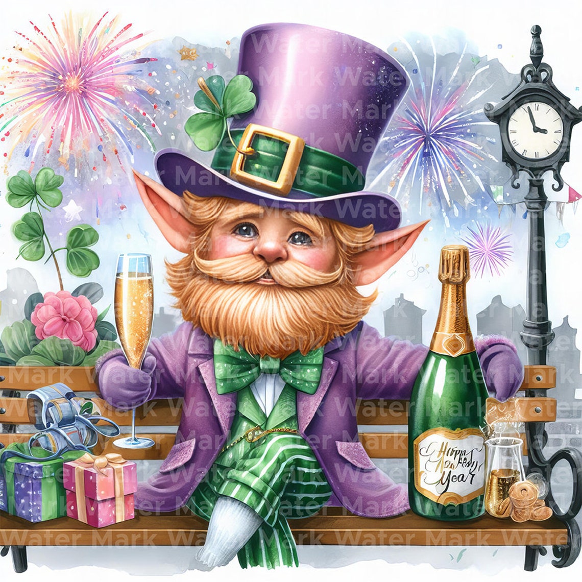 New Year 2024 Clipart, 10 Jpg, Digital Download, New Year Elves Clipart ...