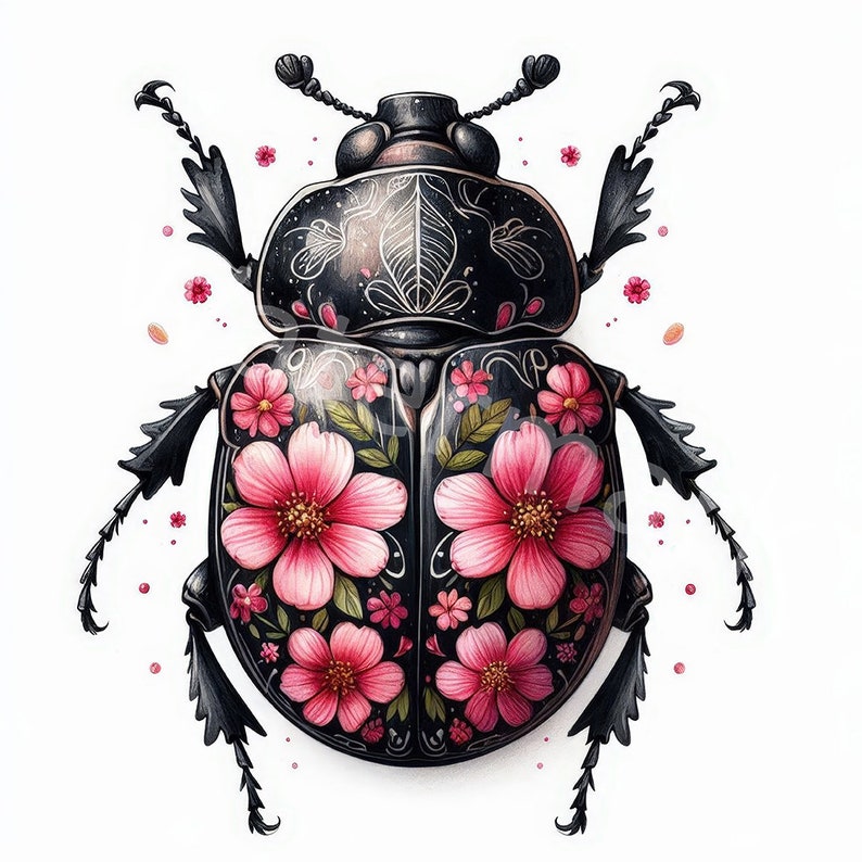 Watercolor Beetle Clipart: Floral Insect Graphics (digital Download) - Etsy