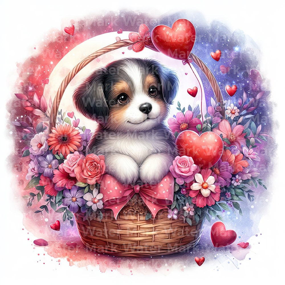 Valentine's Day Dog Clipart, 12 JPG, Digital Download, Dog With Heart ...