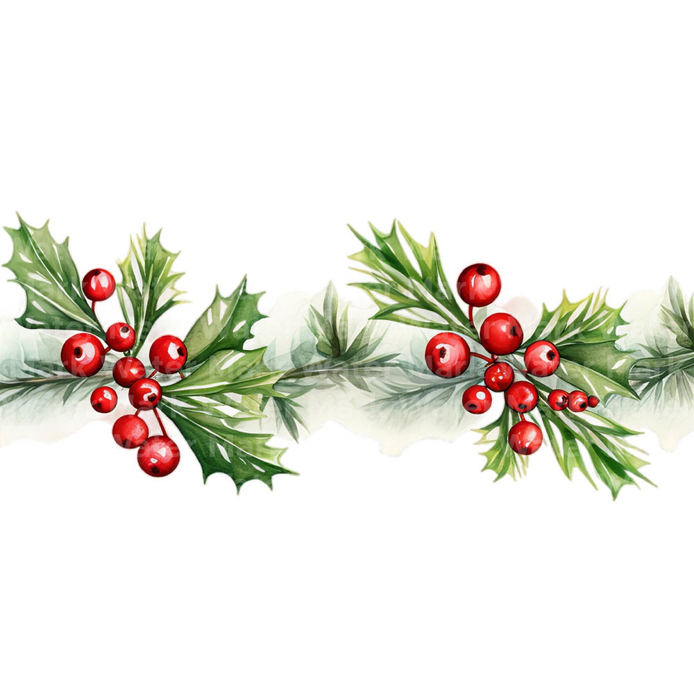 Christmas Borders Watercolor Clipart, 13 JPG, Digital Paper Crafts ...