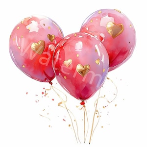 Watercolor Birthday Balloons Clipart: Kids Party Graphics (digital ...